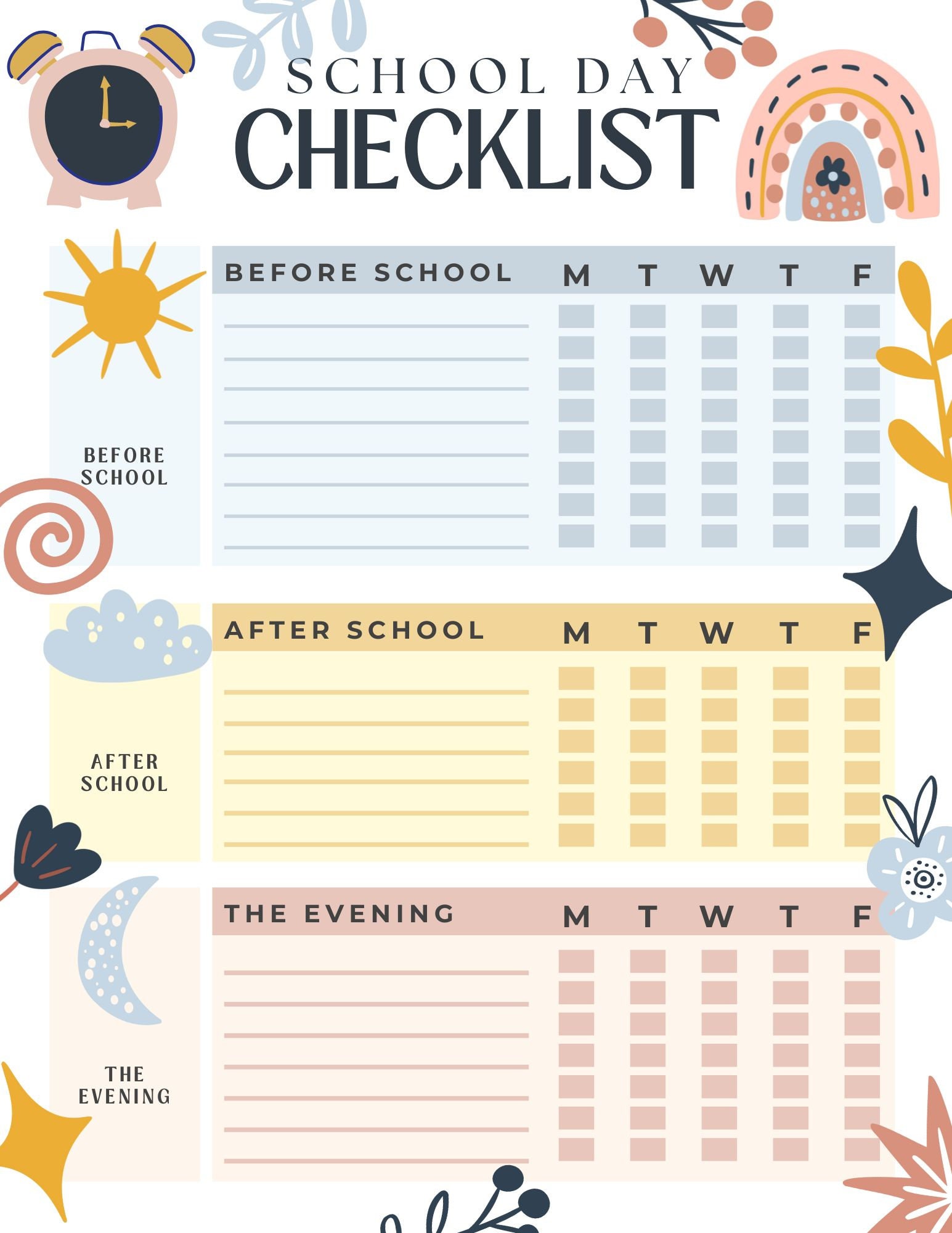 Kids Daily Checklist Daily Routine Printable Chore Chart Responsibility ...