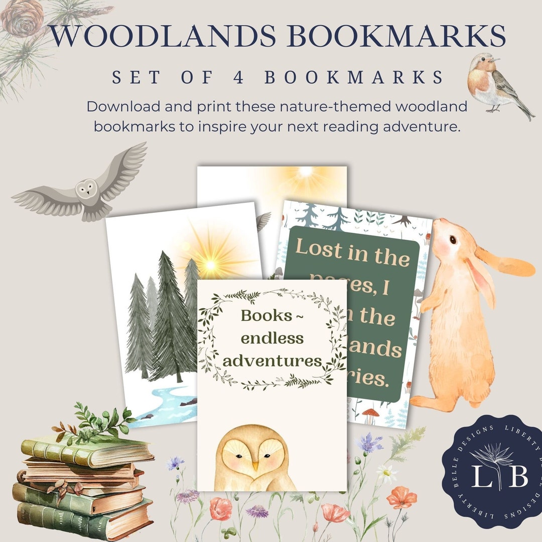 Printable Bookmarks | Woodlands Themed | Set of 4 Bookmarks | Reader ...