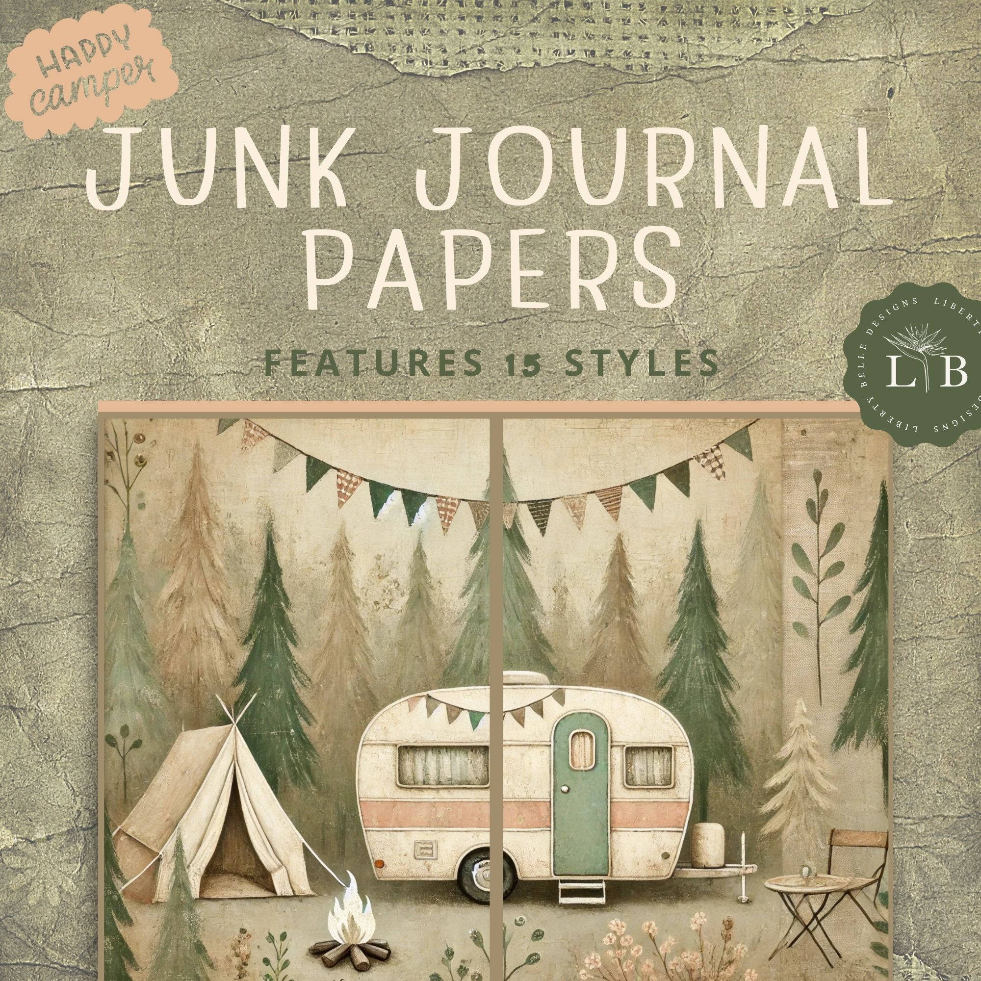 Printable Camping Junk Journal Bundle | Shabby Chic Camper | Retro ...