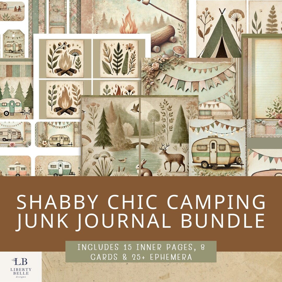 Printable Camping Junk Journal Bundle | Shabby Chic Camper | Retro ...