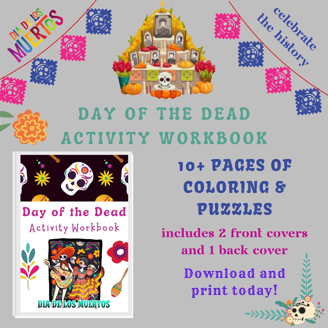 Day of the Dead Coloring Printable Fun Activities for Adults & Kids ...