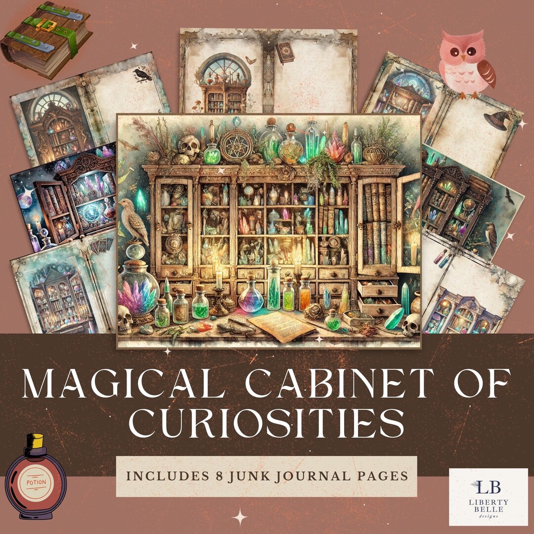Printable Magical Cabinet of Curiosities Junk Journal Page | Witchy ...