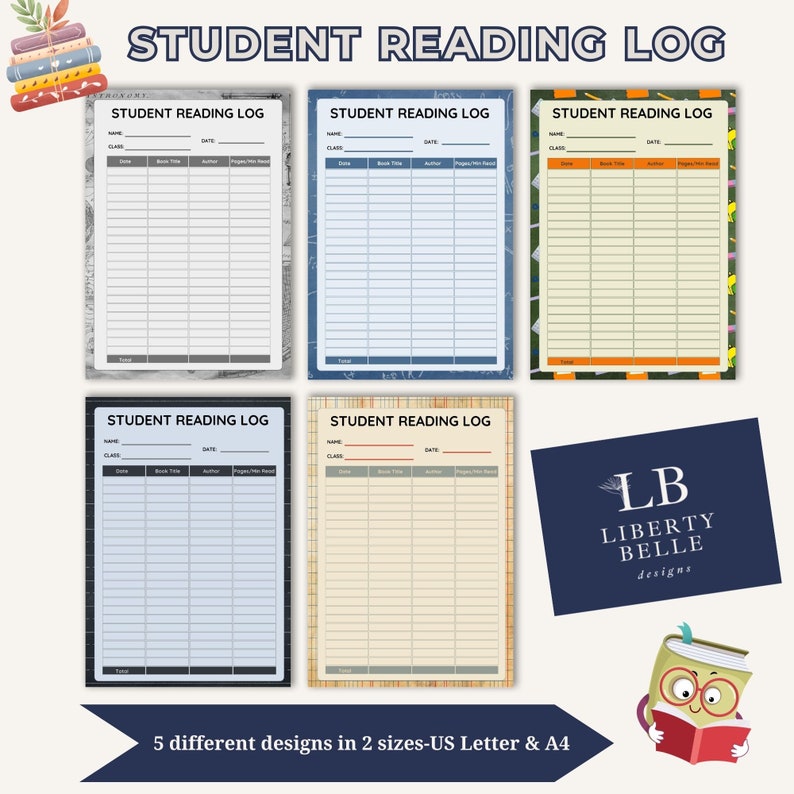 Printable Reading Log | Book Log | Reading Tracker Printable | Book ...