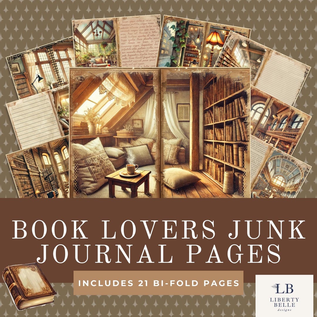 Printable Book Lovers Junk Journal Pages | Cozy Reading Nook ...