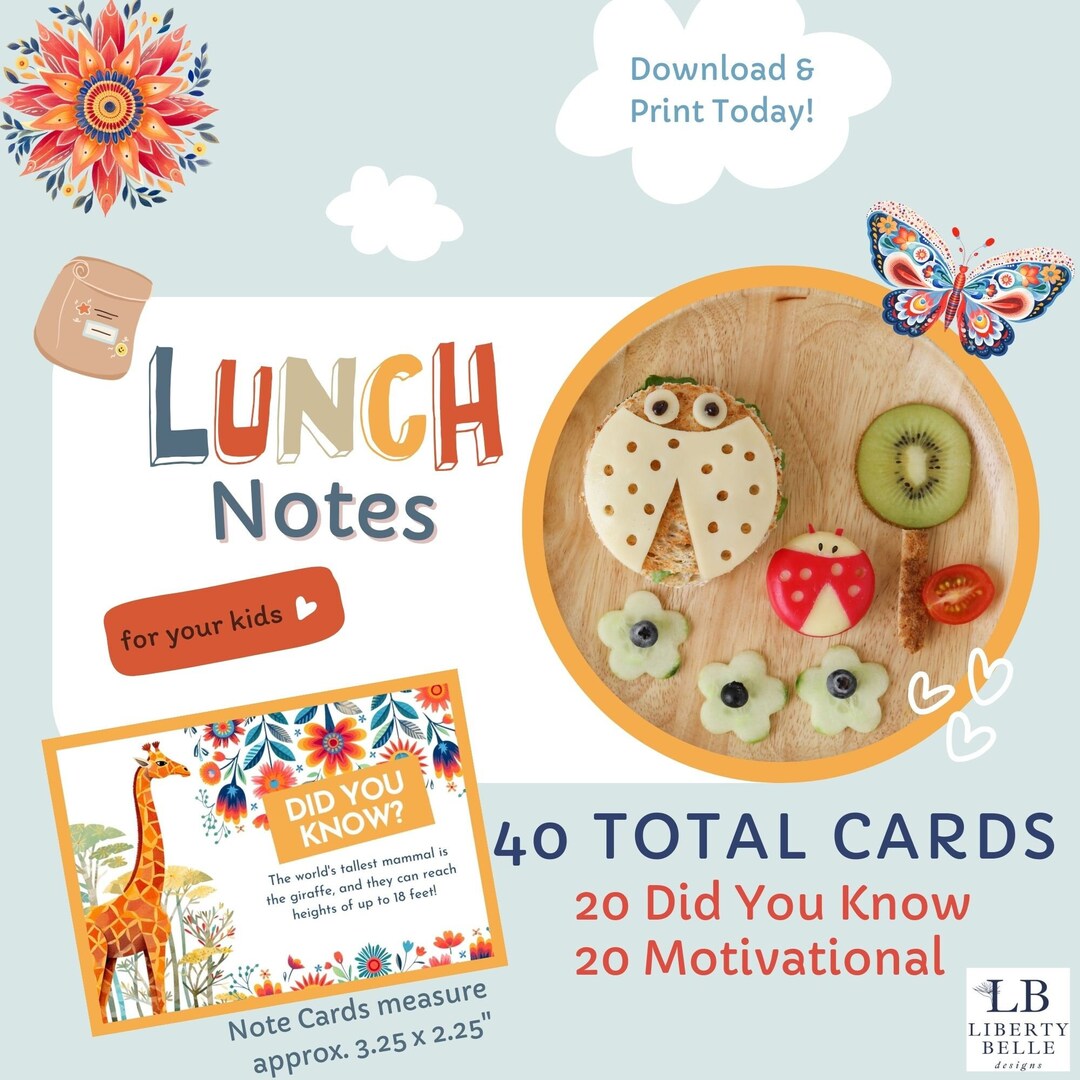 Printable Lunch Box Notes for Kids | Kindness Cards | Kid Affirmations ...