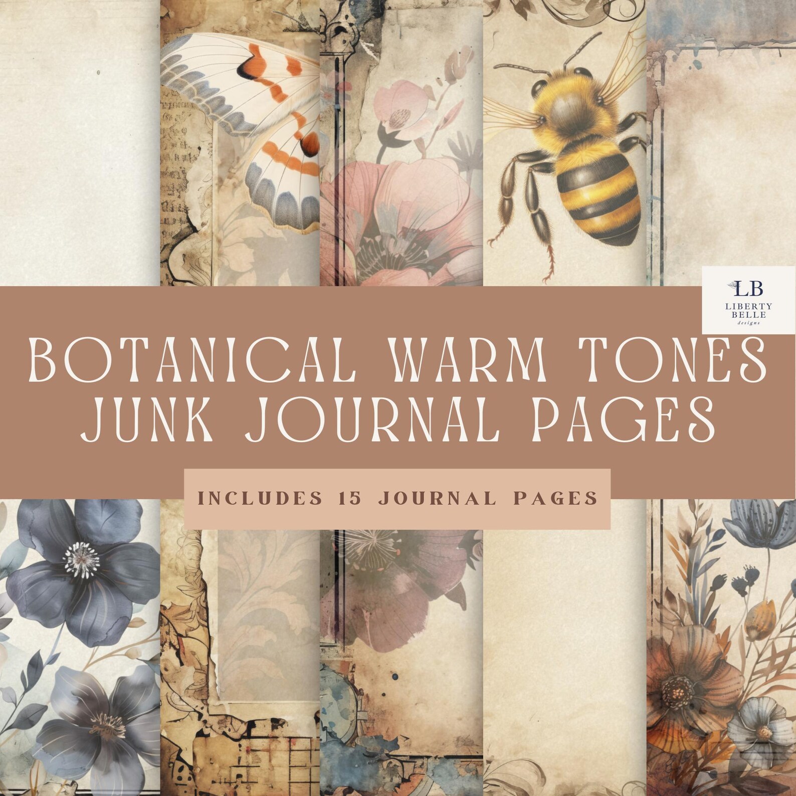 Printable Botanical Warm Tones Junk Journal Pages | Neutral Hues ...