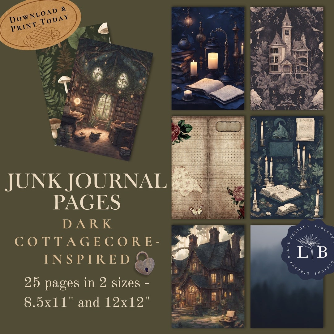 Printable Junk Journal Page | Dark Cottagecore Digital Paper | Gothic ...
