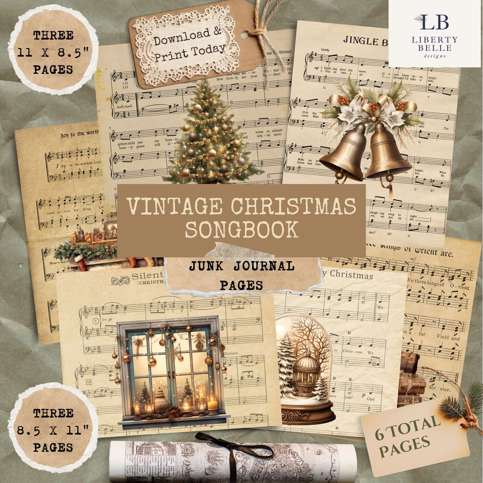 Printable Christmas Junk Journal Kit | Songbook | Junk Journal ...