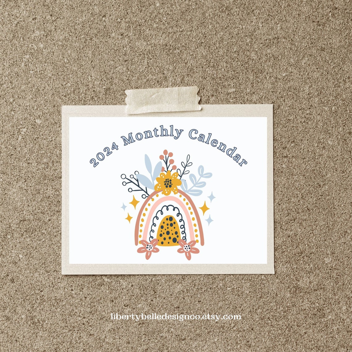 Printable 2024 Monthly Calendar Minimalist Boho Style Year - Etsy UK
