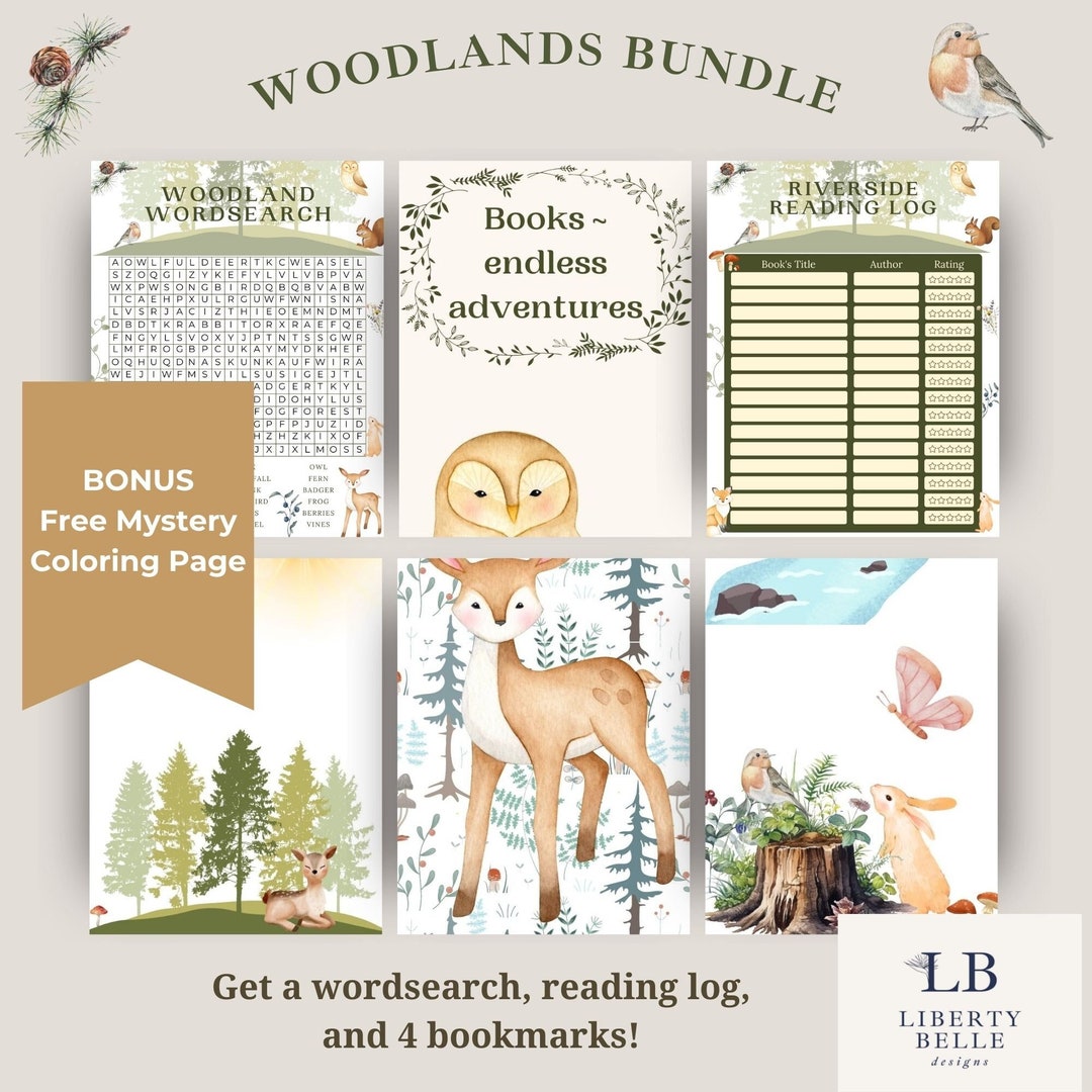Printable Word Search | Reading Log | Set of 4 Bookmarks | Woodlands ...