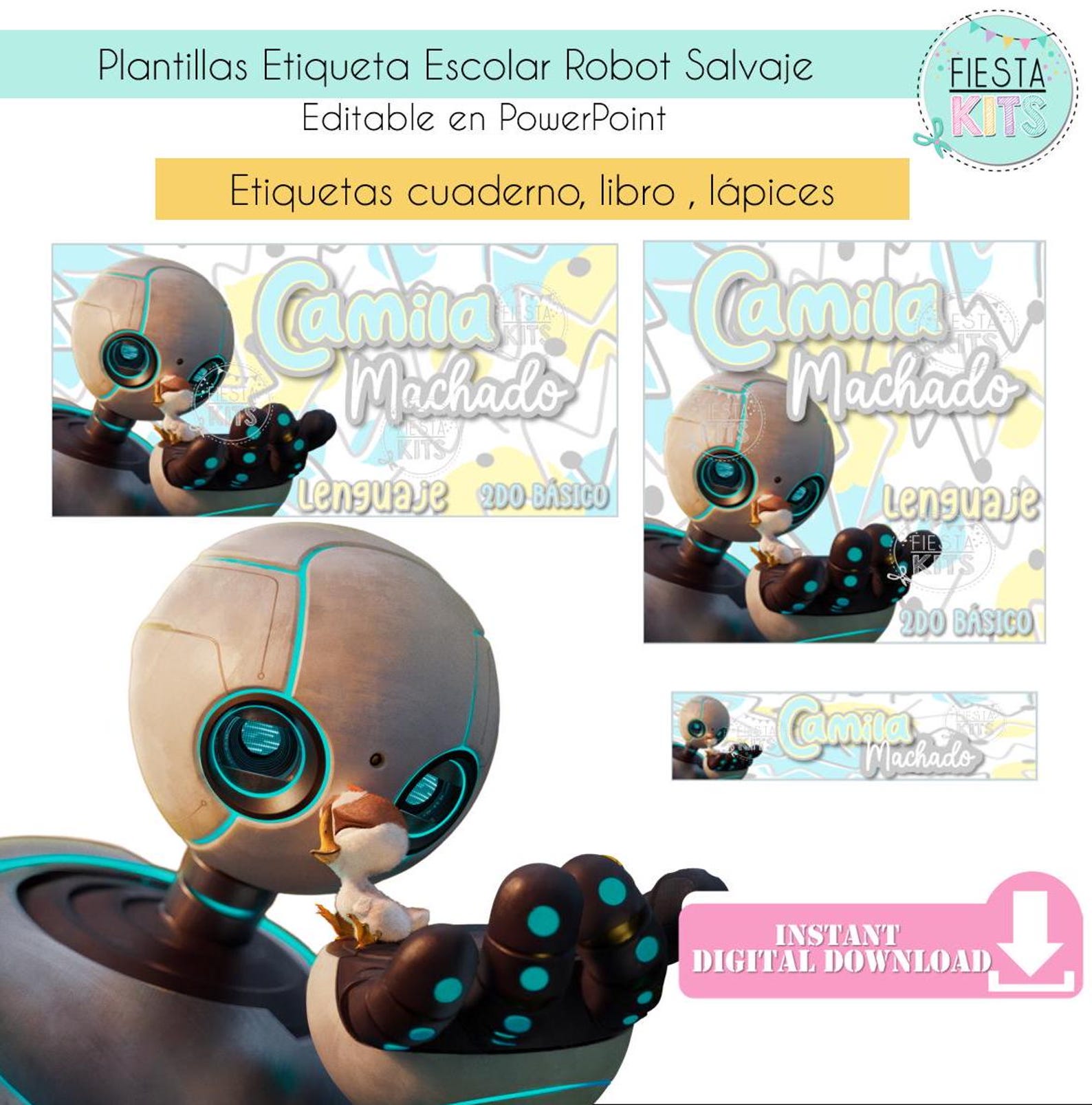 Wild Robot School Label Template / Wild Robot Sticker / Wild Robot ...