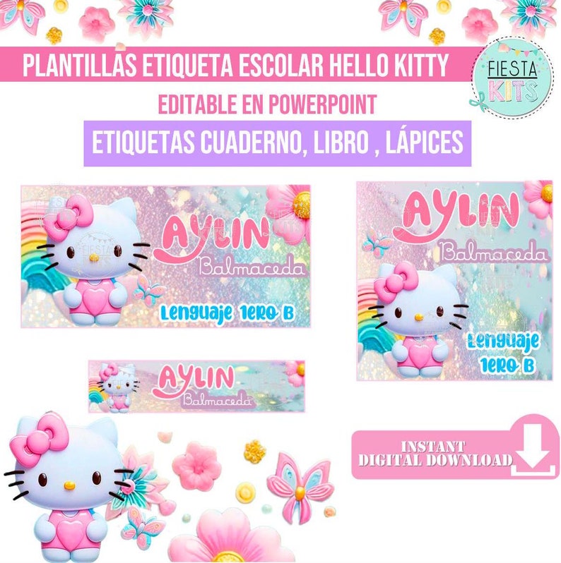Hello Kitty School Label Template / Hello Kitty Sticker / Hello Kitty ...