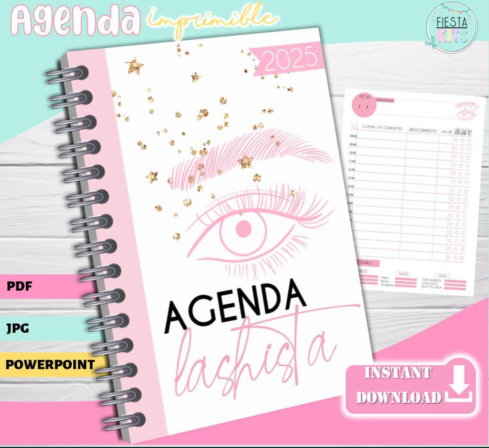 Digital File / Lashista Agenda 2025-26 Editable / Eyelashes and ...