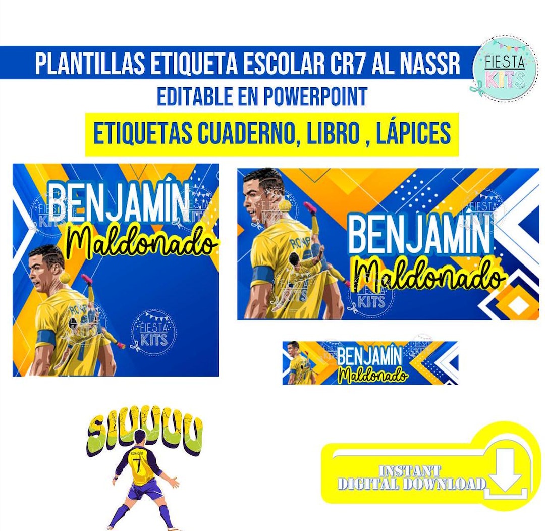 Template CR7 Al Nassr School Label / CR7 Al Nassr Sticker / CR7 Al ...