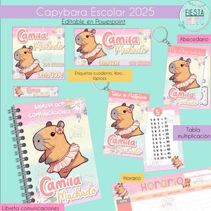 Capybara Girl School Label Template /capybara School Agenda /capybara ...