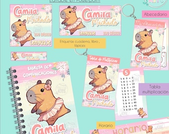 Capybara Child School Label Template / Capybara School Agenda ...