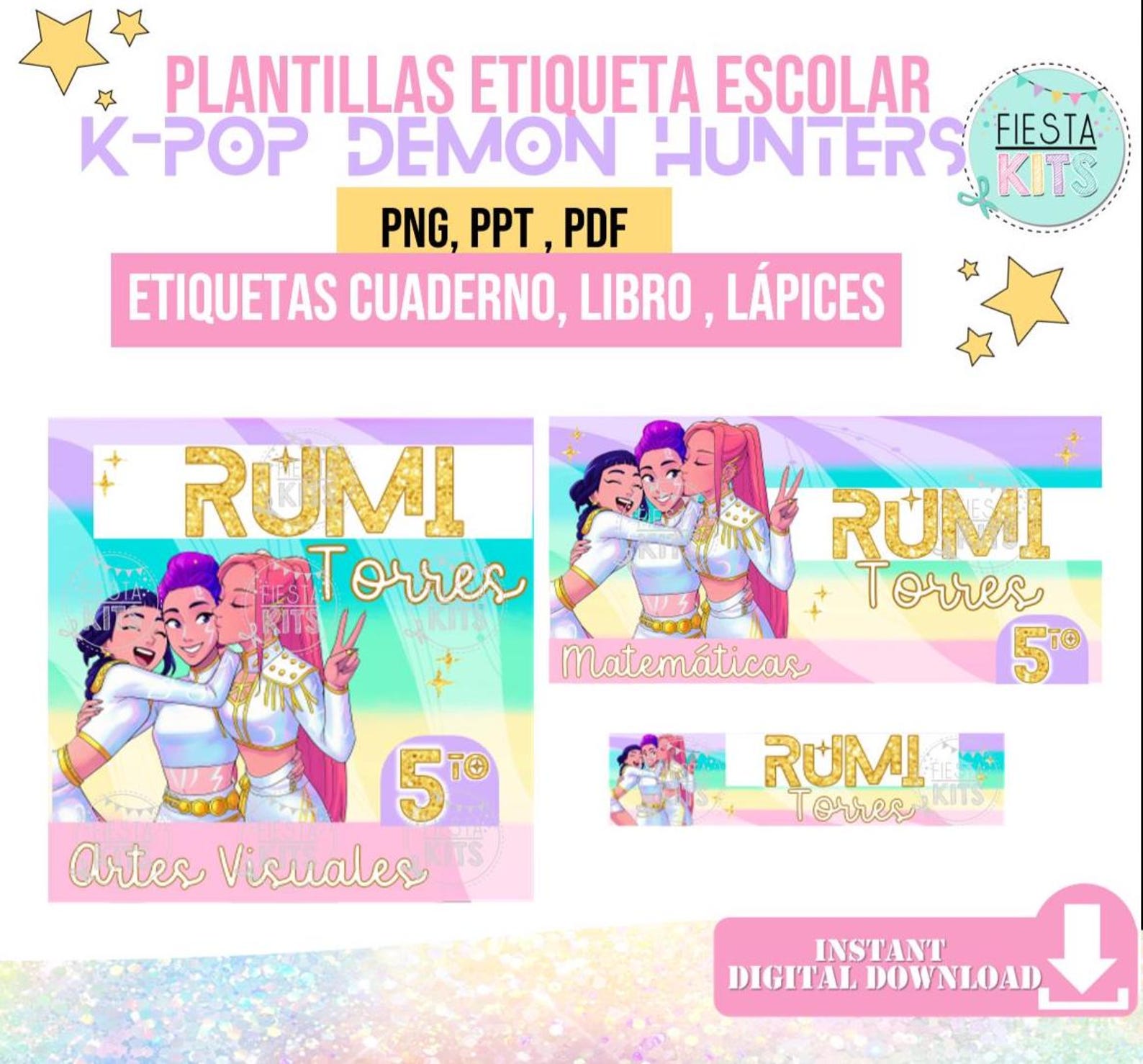 KPOP Demon Hunters School Sticker Template / Huntrix Sticker / Demon ...