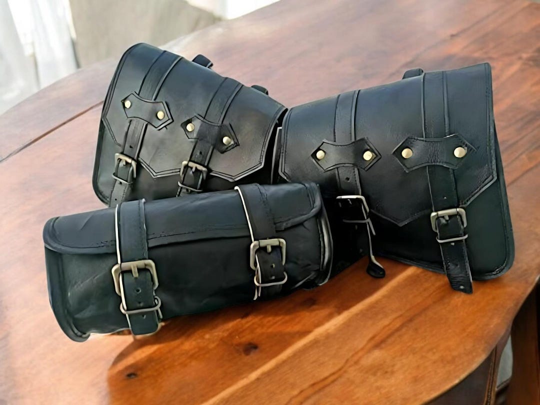 Personalized Leather Luxury Black Saddle Bike Bag Brown Motorcycle Bag ...