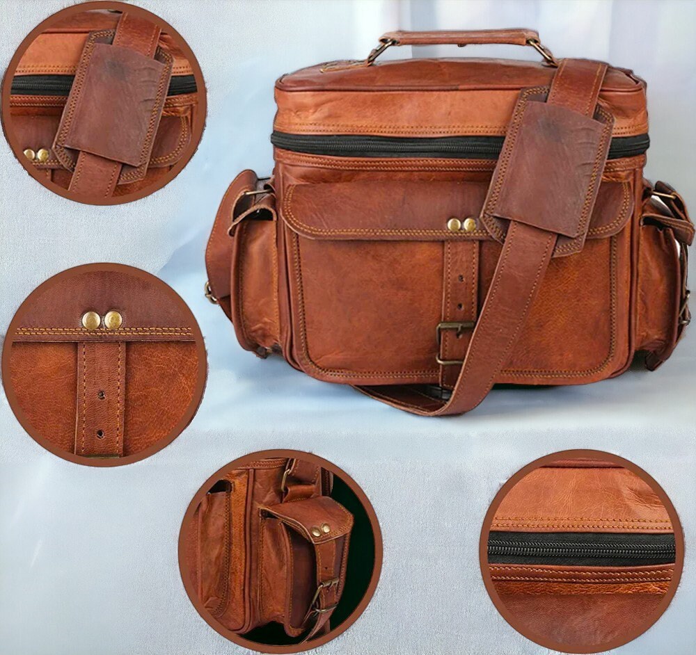 Leather Camera Shoulder Bag Leather Crossbody DSLR Camera Sling Bag for ...