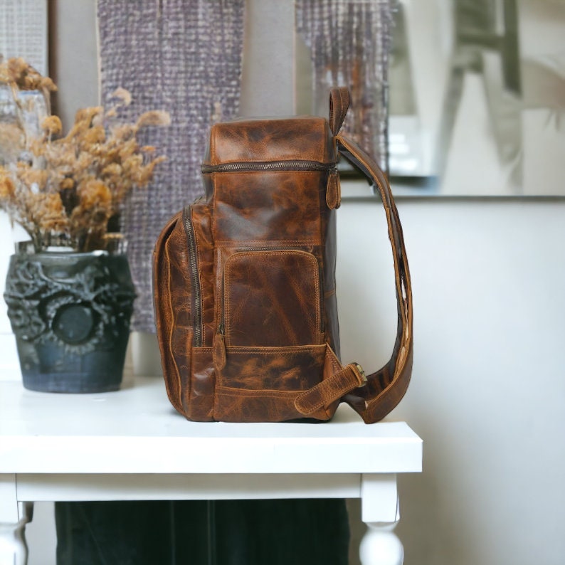 Leather Laptop Backpack, Computer Black Genuine Leather Carrier, Back ...