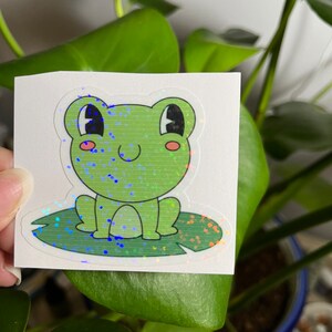 Cute Holographic Frog Sticker, Waterproof Vinyl Decal - Etsy