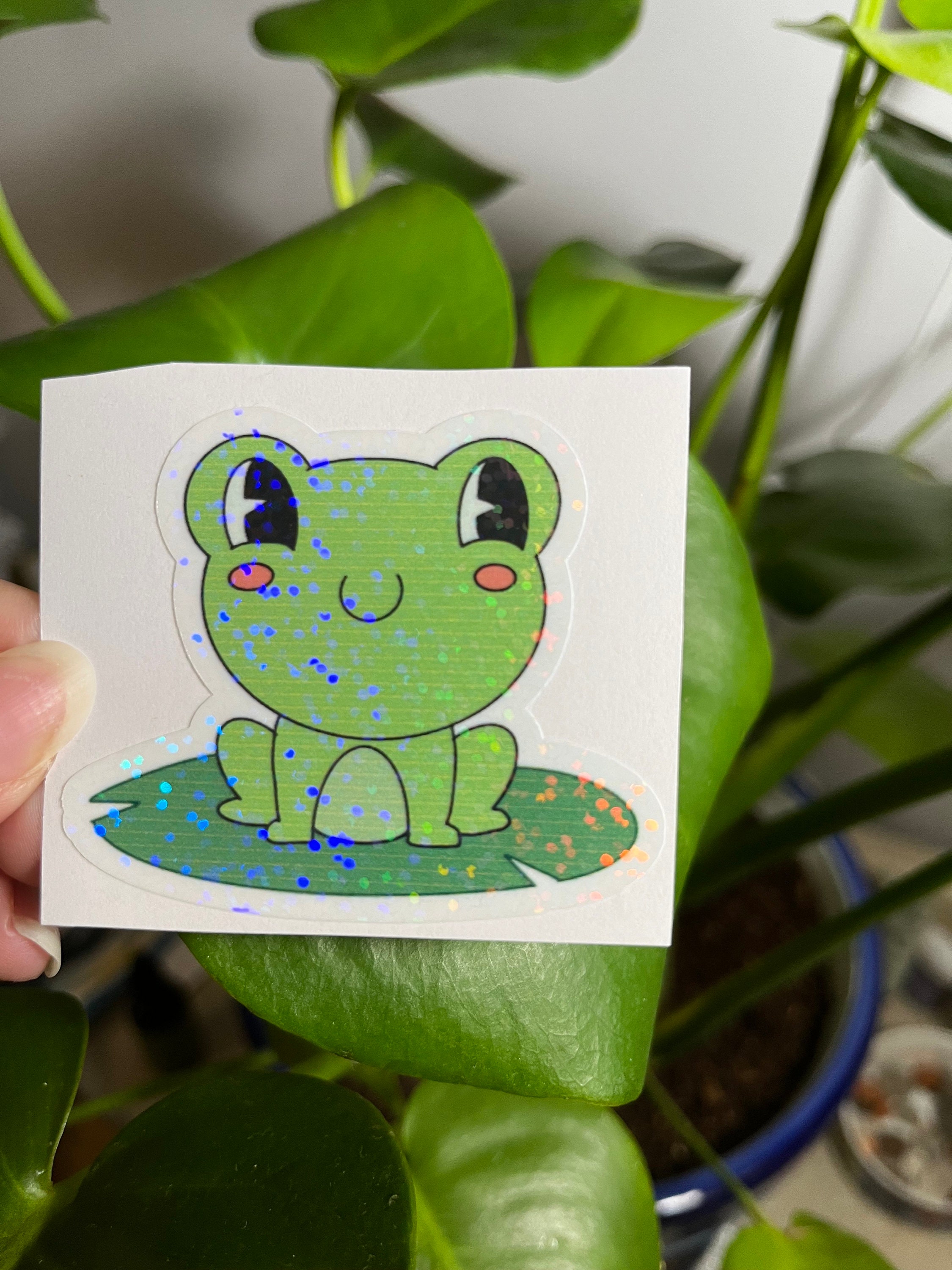 Cute Frog Sticker, Retro Sticker, Holographic Sticker, Frog Sticker ...