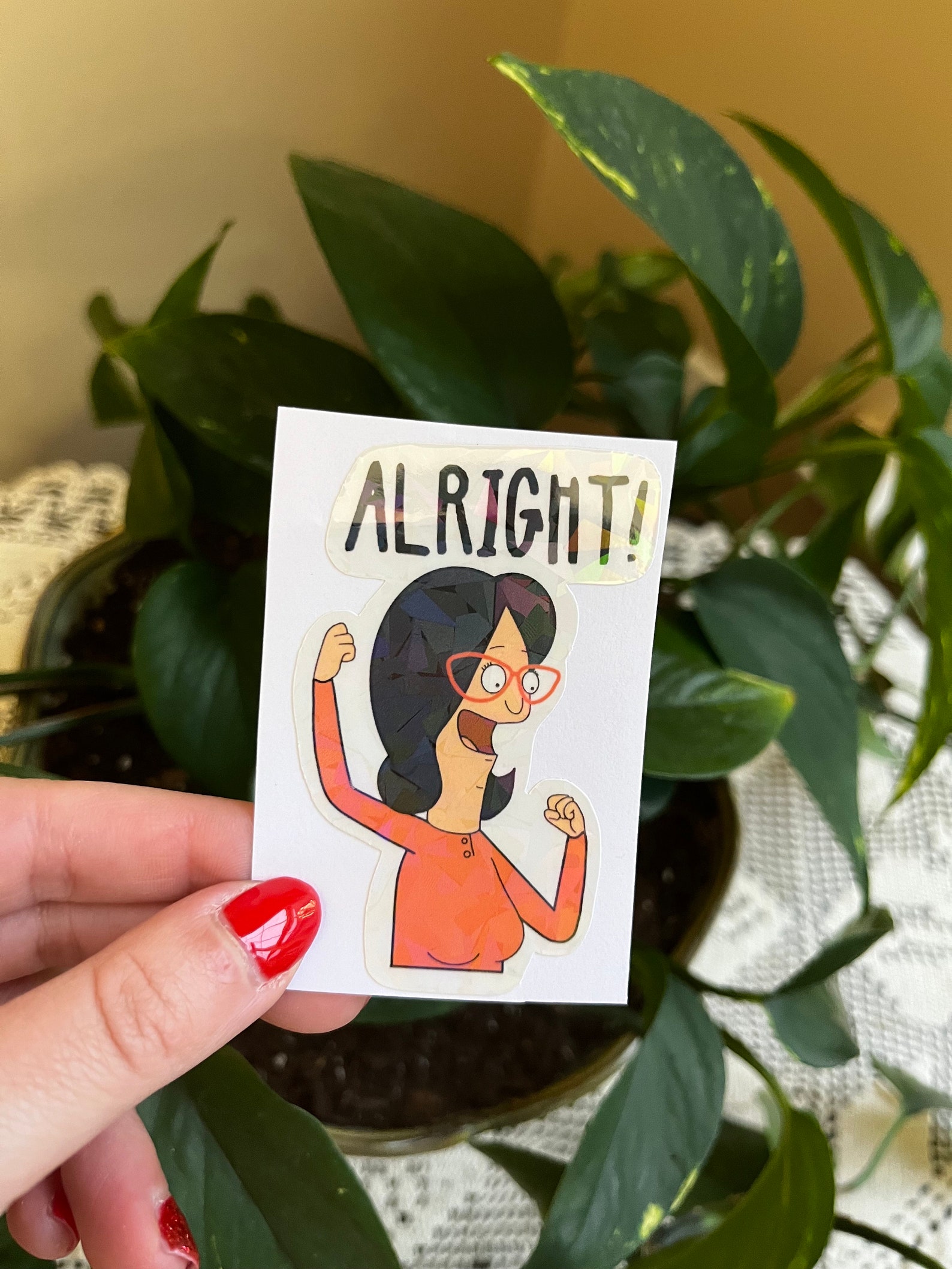 Linda Belcher "alright!" Holographic Waterproof Sticker - Etsy