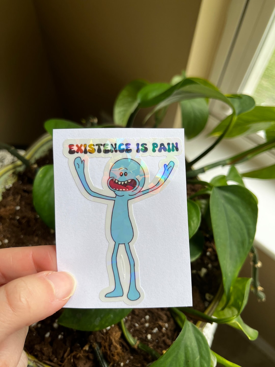 Existence is Pain Sticker, Rick and Morty Inspired Sticker, Mr Meeseeks ...