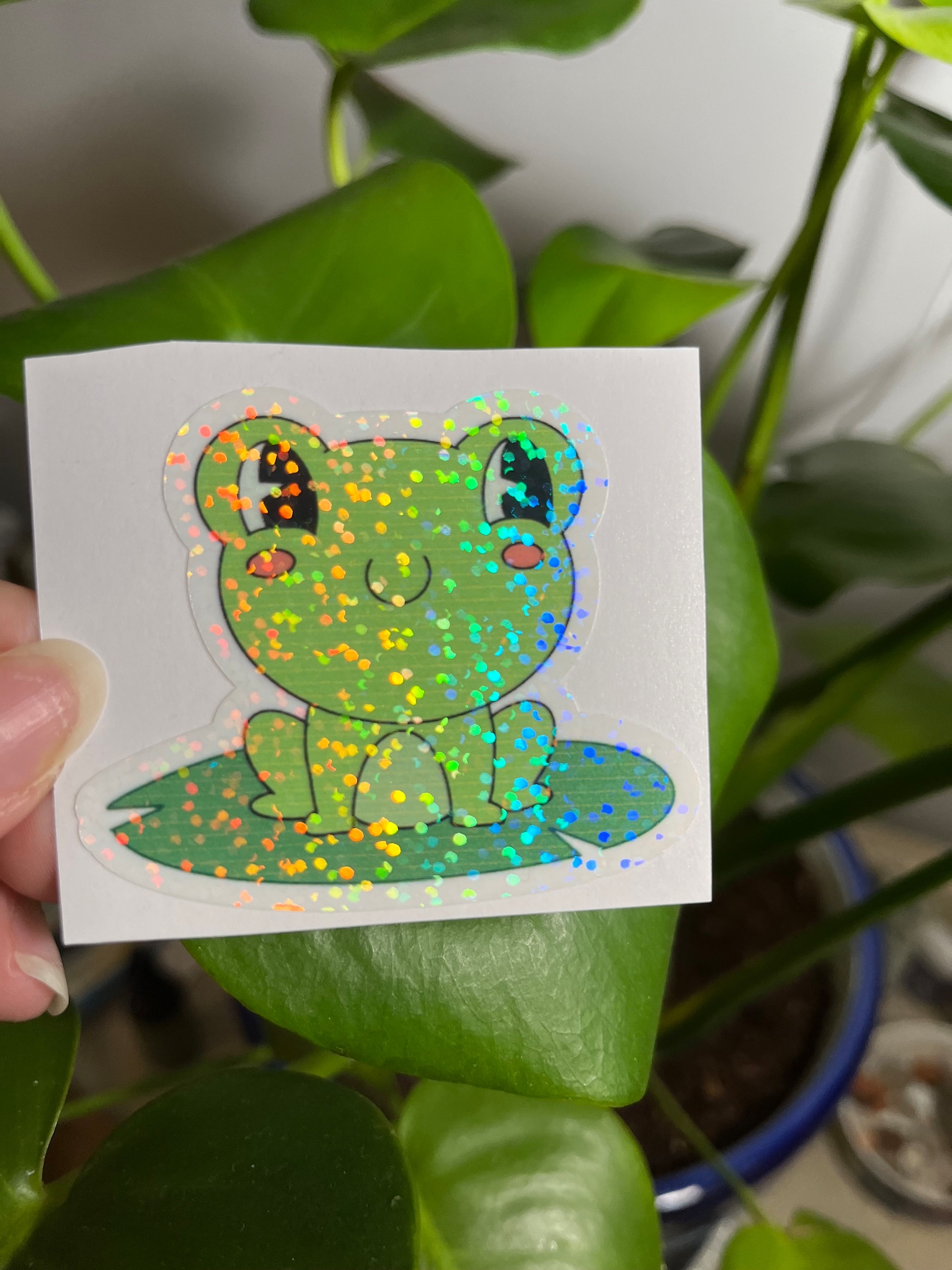Cute Frog Sticker, Retro Sticker, Holographic Sticker, Frog Sticker ...