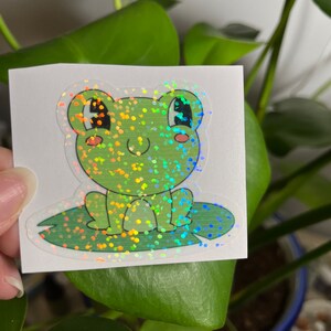 Cute Holographic Frog Sticker, Waterproof Vinyl Decal - Etsy