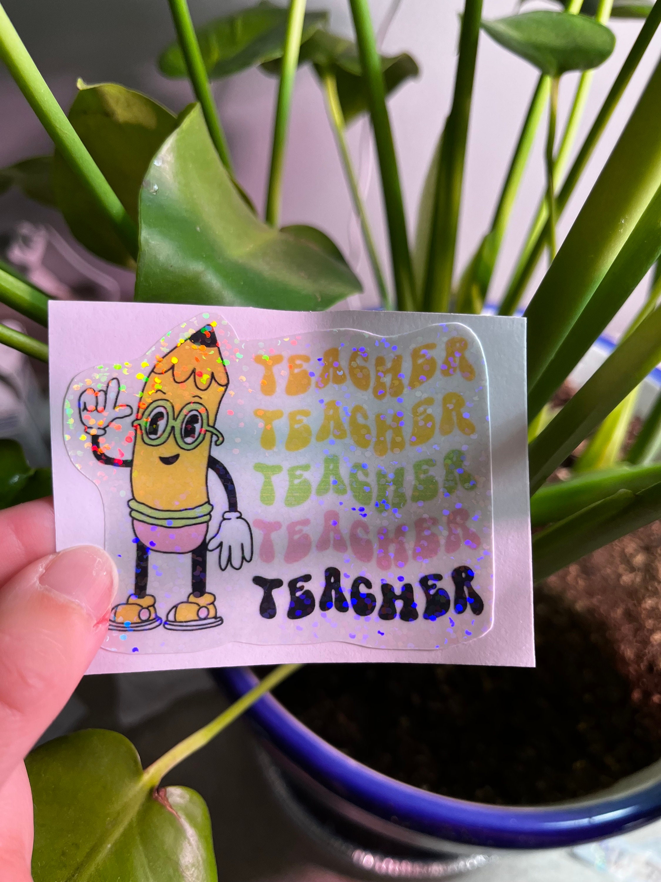 Teacher Sticker Retro Teacher Sticker Cute Teacher Sticker - Etsy