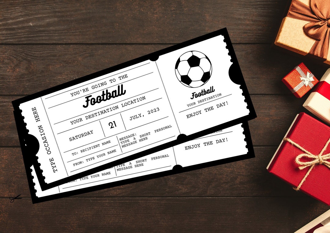 Football Ticket Editable, Football Gift Voucher Certificate Printable ...