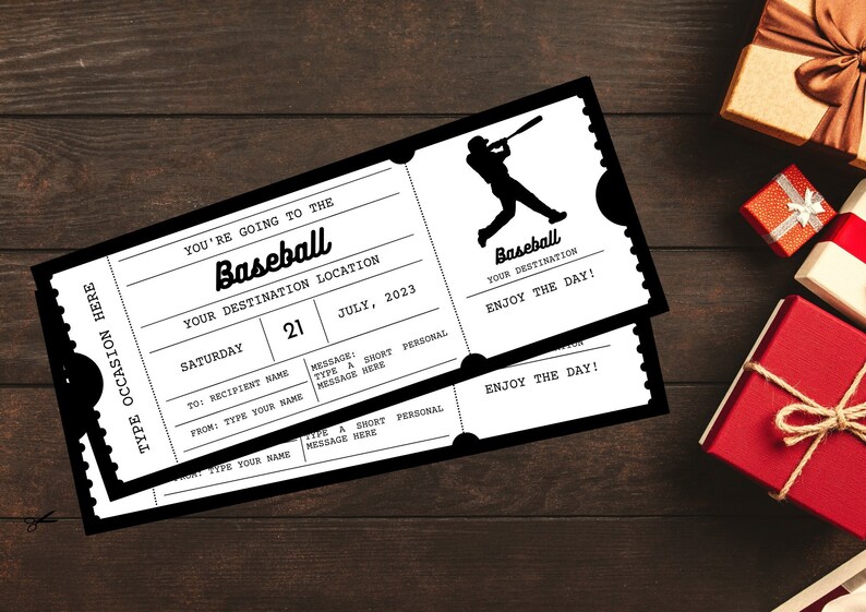 Baseball MLB Ticket Editable, MLB Baseball Gift Voucher Certificate ...