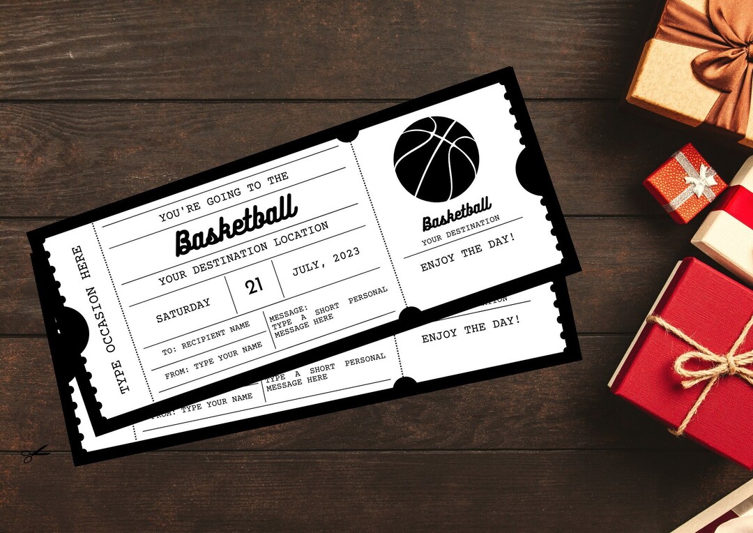 Basketball NBA Ticket Editable, NBA Basketball Gift Voucher Certificate ...