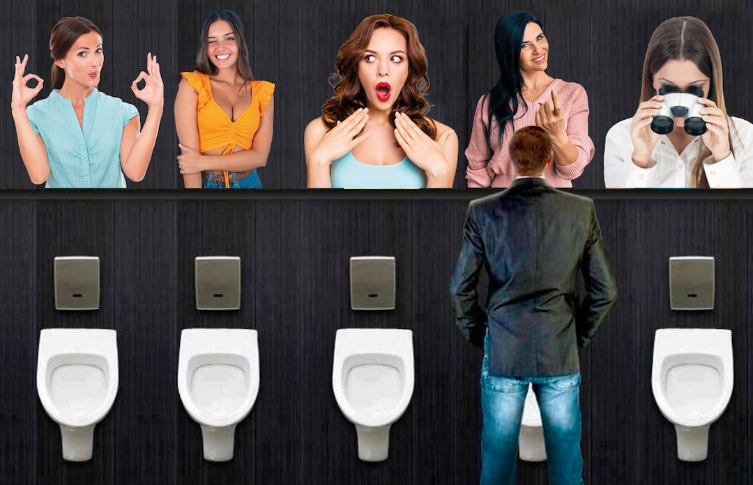 Funny Urinal Sticker – “ladies Watching” – Humorous Toilet Decor for ...