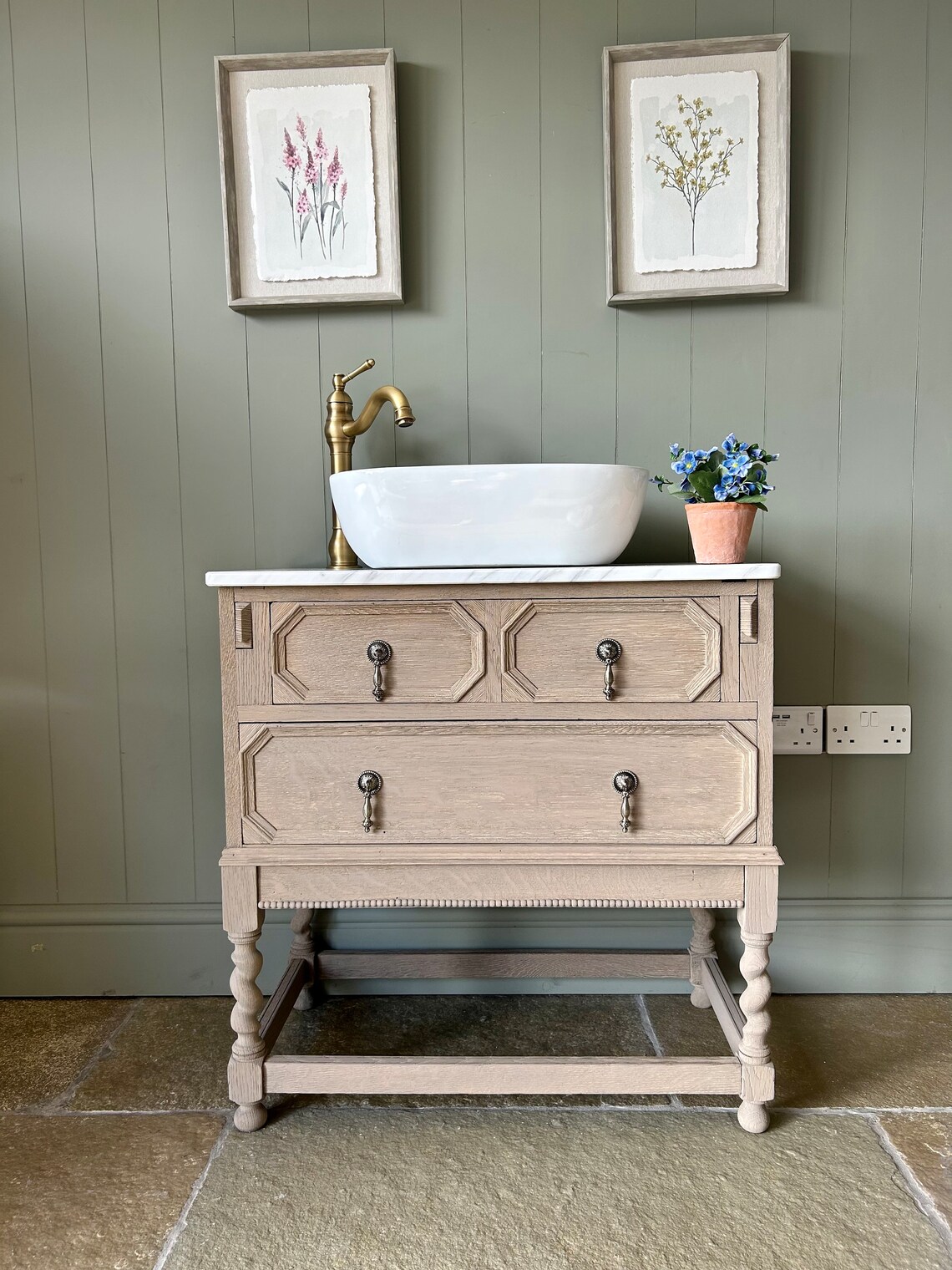SOLD Vintage Marble Top Vanity Sink Unit - Etsy UK