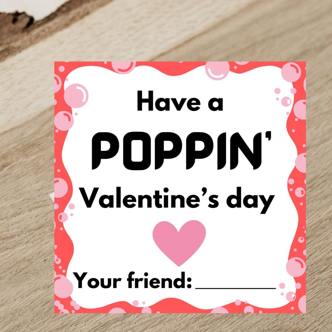 Printable Popper Valentine's Day Cards/tags. Kids' School Printable ...