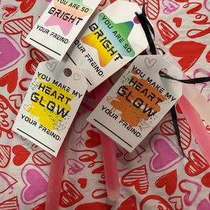 Printable Glow Valentine's Day Tags. Kids School Printable Valentine's ...