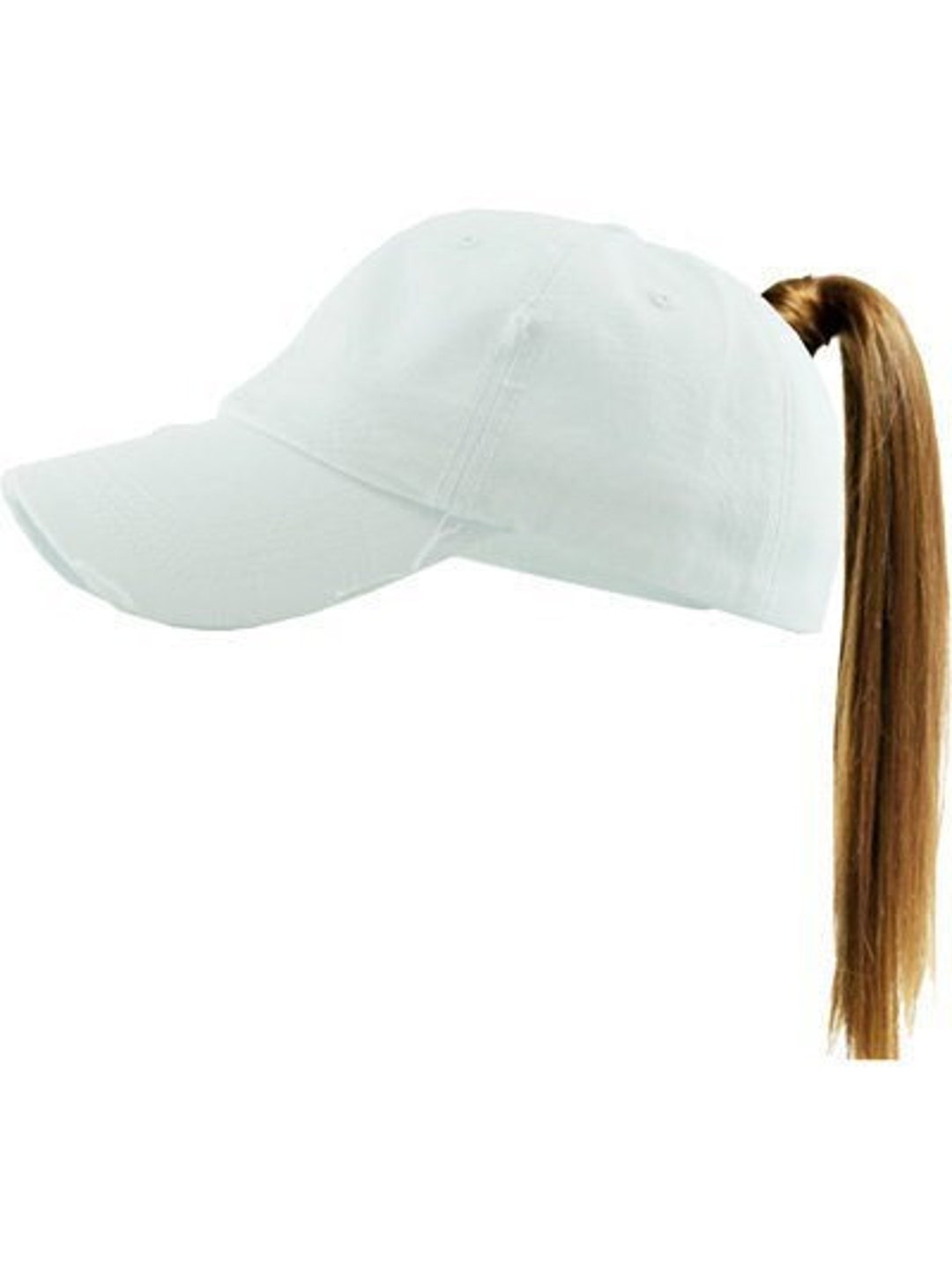 BLANK High Ponytail Cap - Ponytail Hat - Messy Bun Cap (white ...