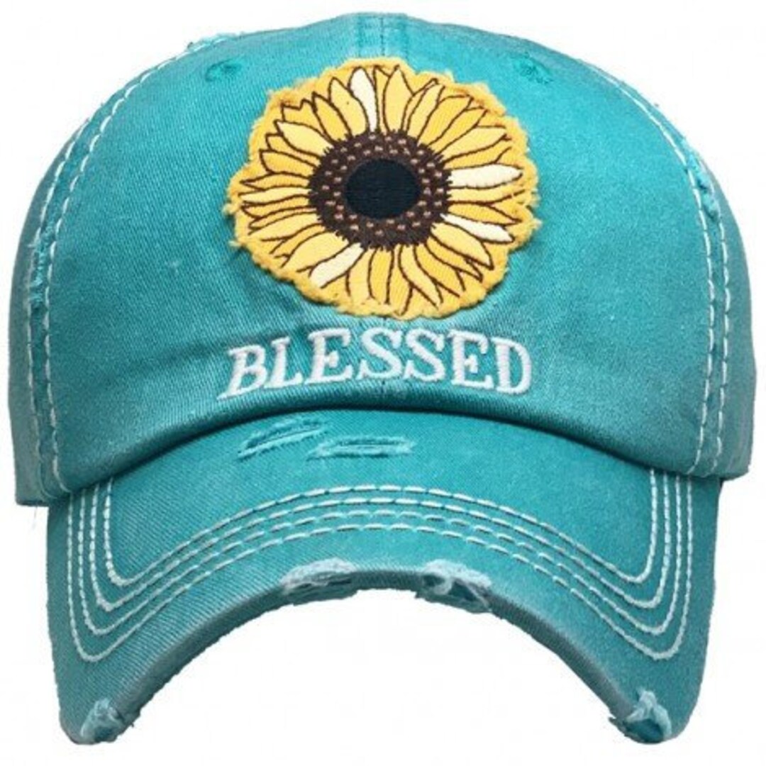 Sunflower Blessed Baseball Cap Distressed Look Hat Mom Gift | Vintage ...
