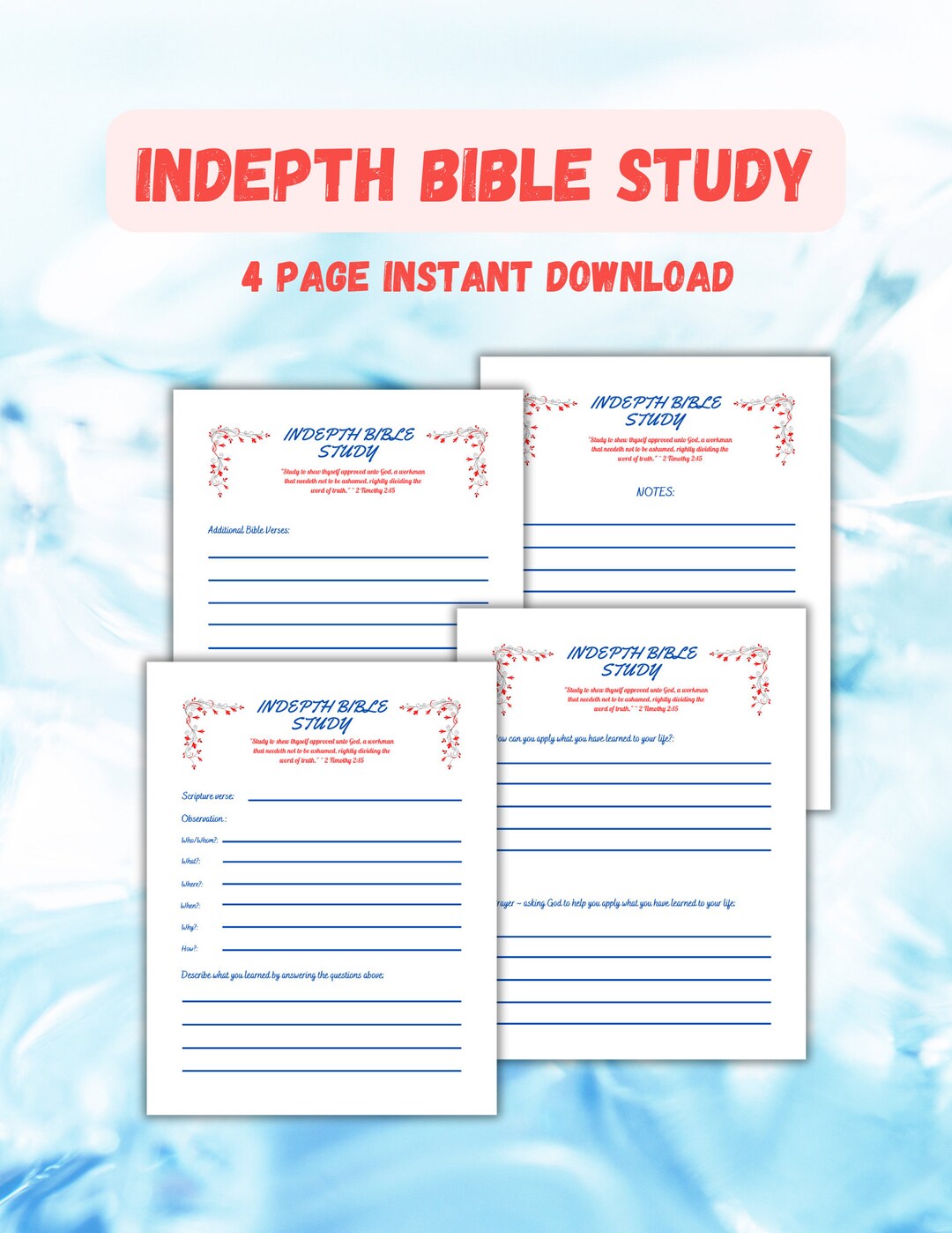 Printable Indepth Bible Study Guide, Floral Border (PDF) - Etsy