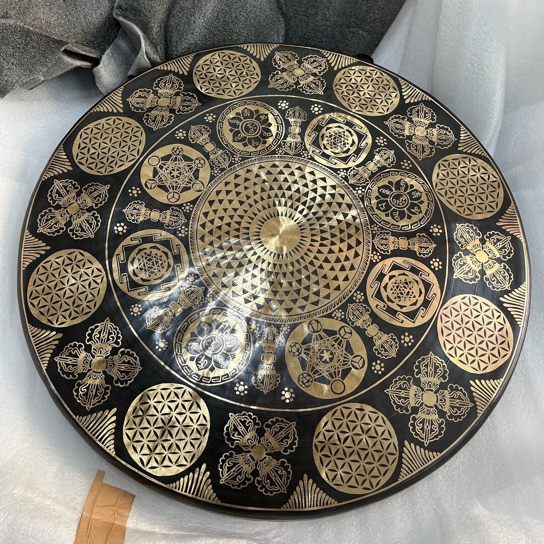 60 CM Flower of Life Gong | Handmade Tibetan Sound Therapy Gong | Deep ...