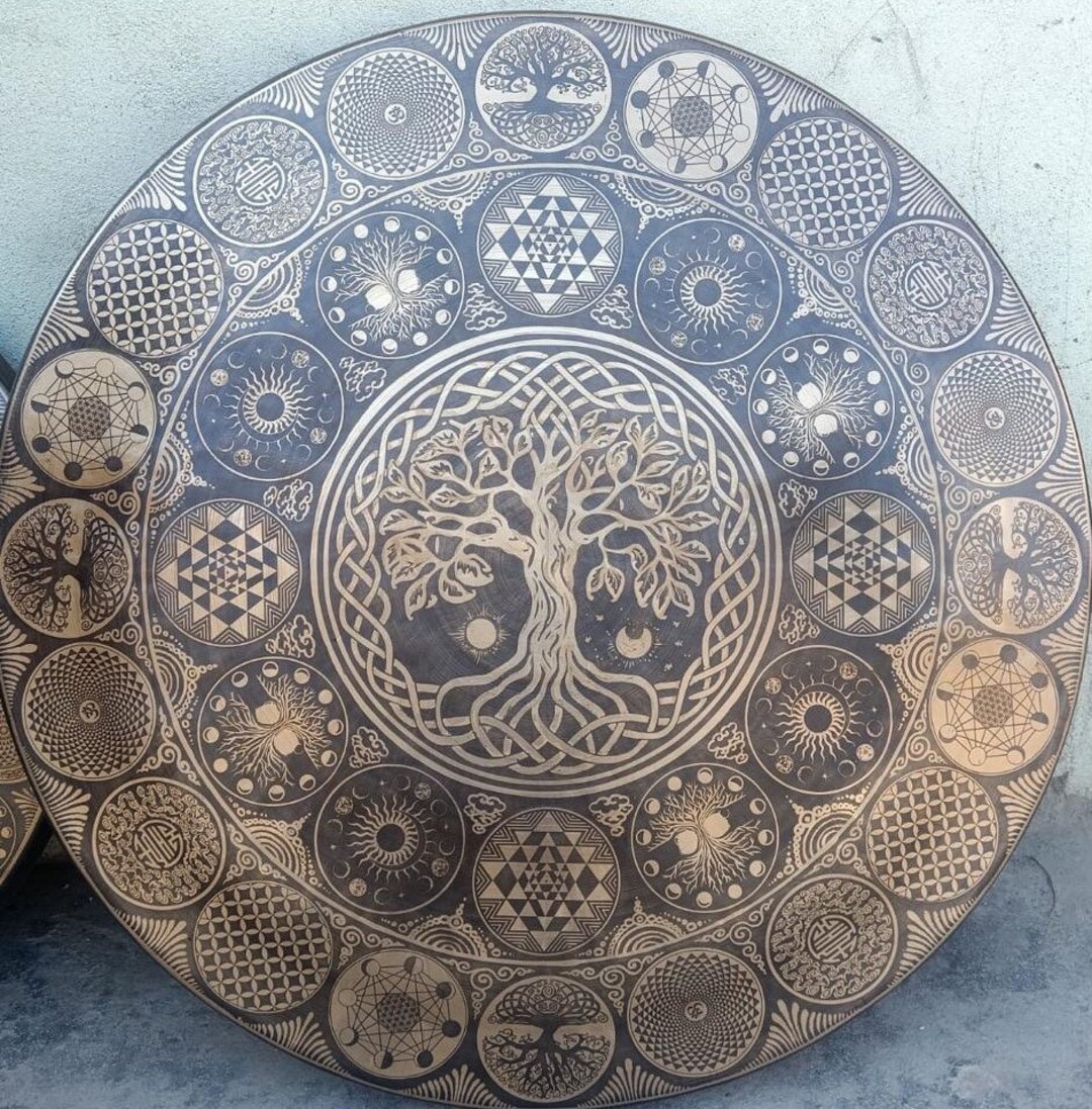 Extra Large Size Handmade Etched Tree of Life Gong | Large Sound ...
