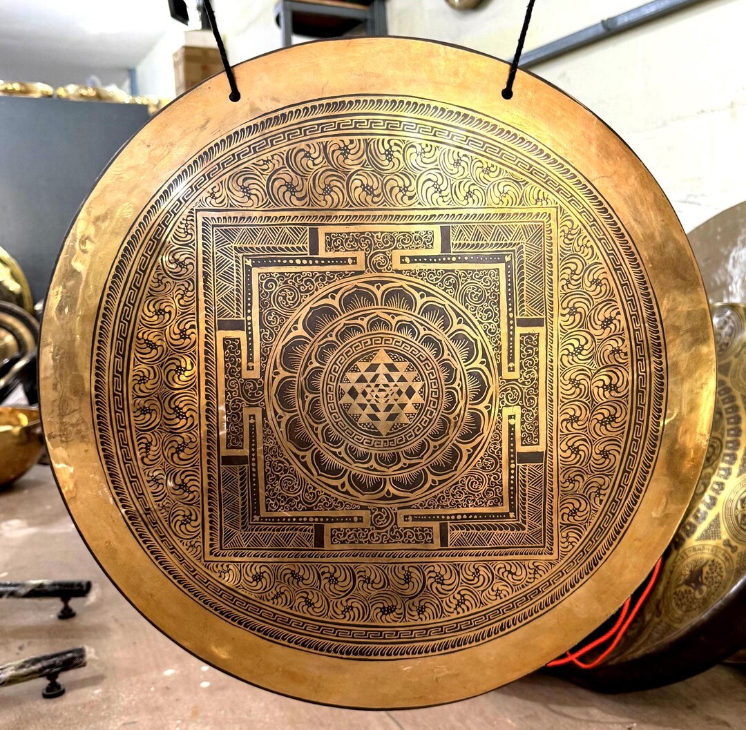 20" Mandala Gong | Handmade Tibetan Feng Gong for Sound Healing | Yoga ...