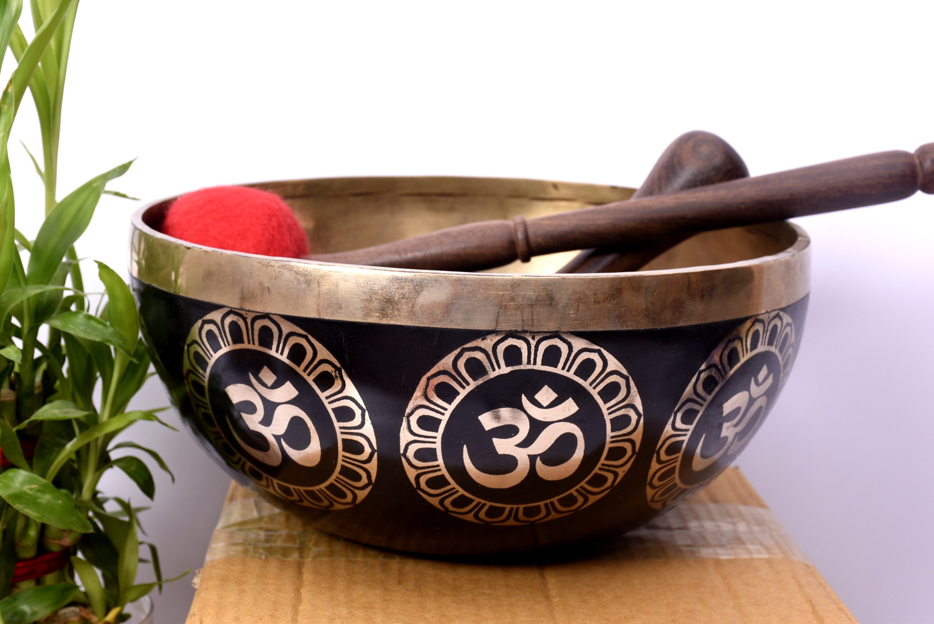 11 Inch Diameter Om Carved Singing Bowl Deep Relaxation Sound Bowl ...