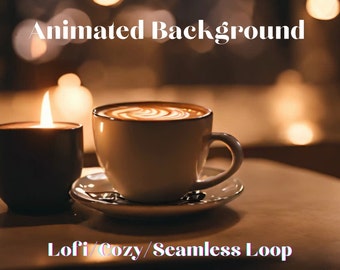 ANIMATED BACKGROUND | Cozy Coffee Shop Sunset Background | Lofi Coffee ...