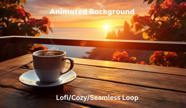 ANIMATED BACKGROUND | Cozy Coffee Shop Sunset Background | Lofi Coffee ...