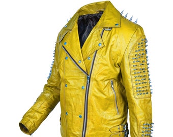 Men's Punk Studded Jacket Silver Handmade Studded Moto Spike Jacket ...