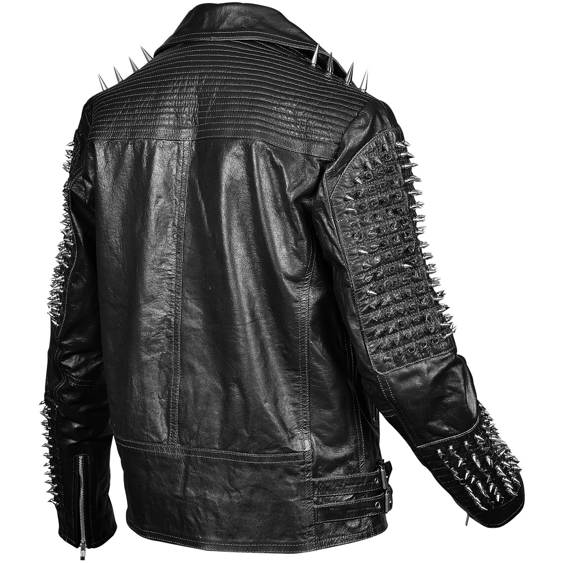 Men's Punk Studded Jacket Silver Handmade Studded Moto Spike Jacket ...