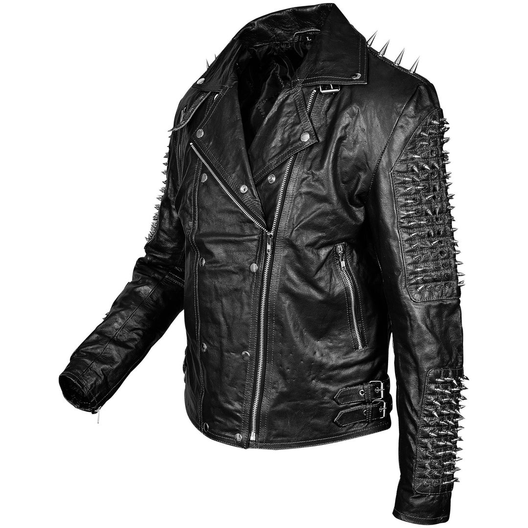 Men's Punk Studded Jacket Silver Handmade Studded Moto Spike Jacket ...